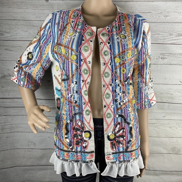 indigo moon | Jackets & Coats | Indigo Moon Bohemian Embellished Beaded ...
